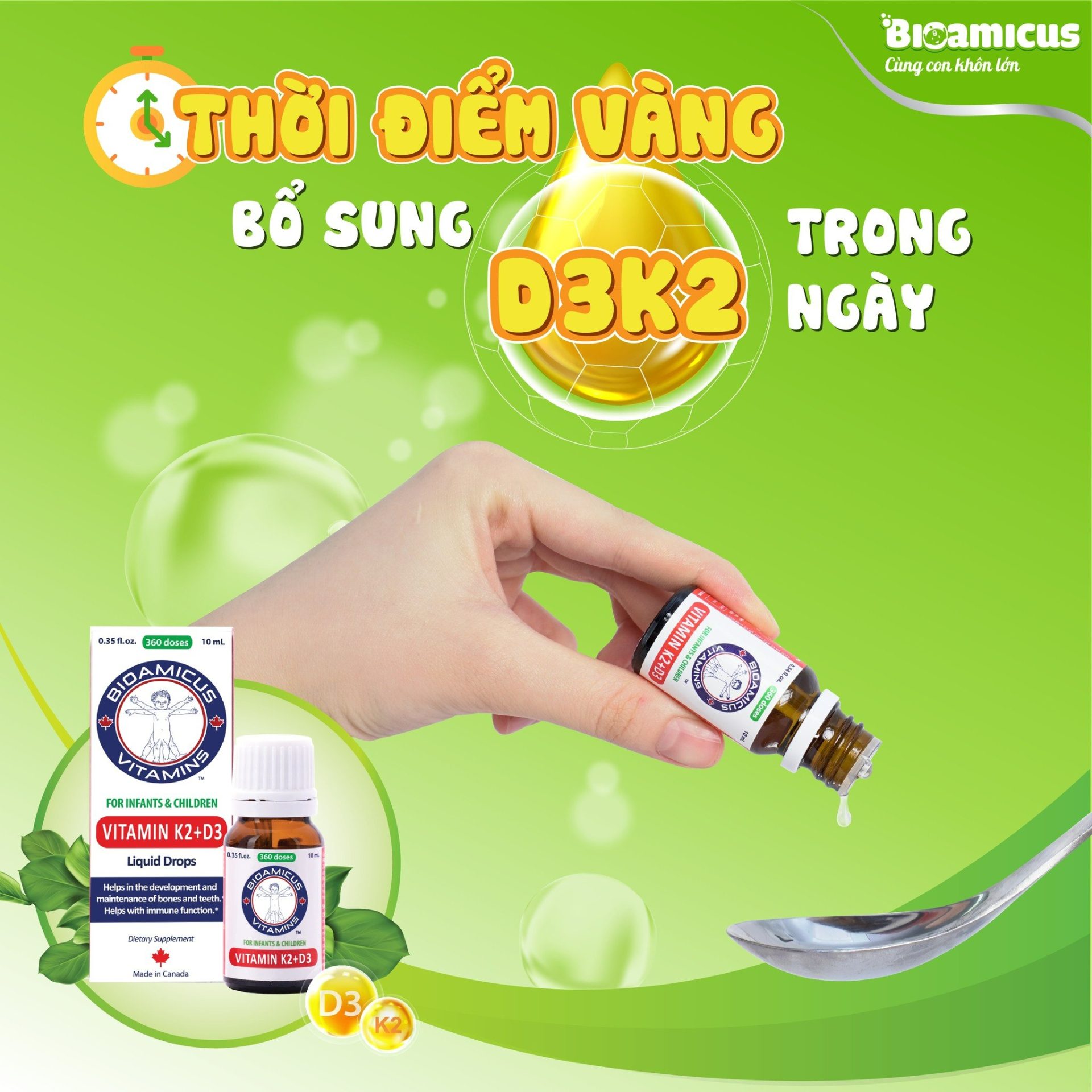 Hướng dẫn cách sử dụng Bioamicus D3K2 đúng cách - Học tiền sản